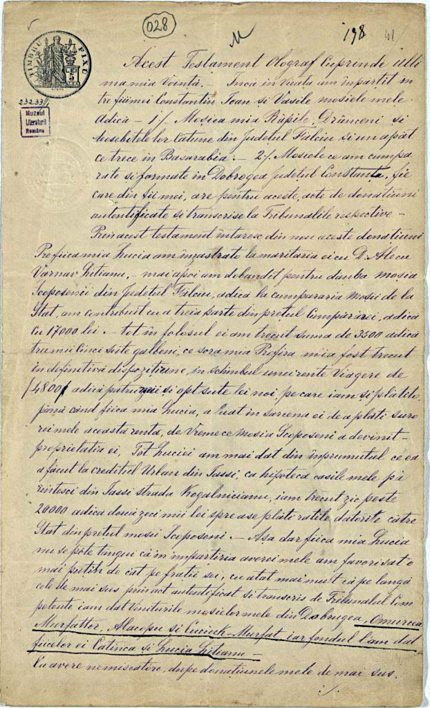manuscris. A fost redactat de un copist al Tribunalului din Iași ...